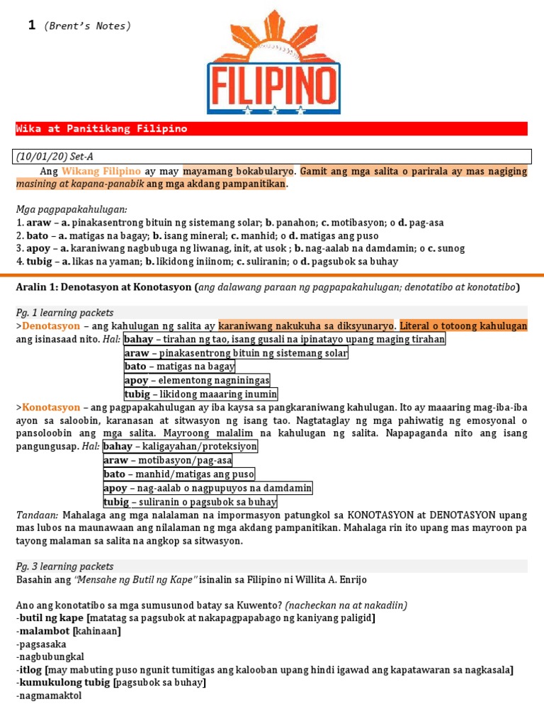 Filipino Notebook | PDF