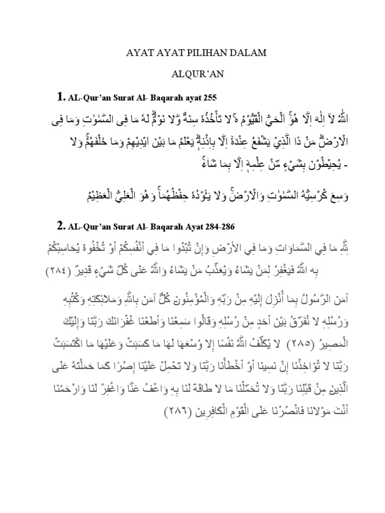 Ayat Ayat Pilihan Dalam | PDF