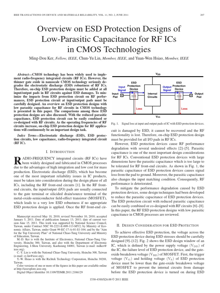 2011 TDMR - Overview On ESD Protection Designs of Low-Parasitic Capacitance For RF ICs in CMOS ...