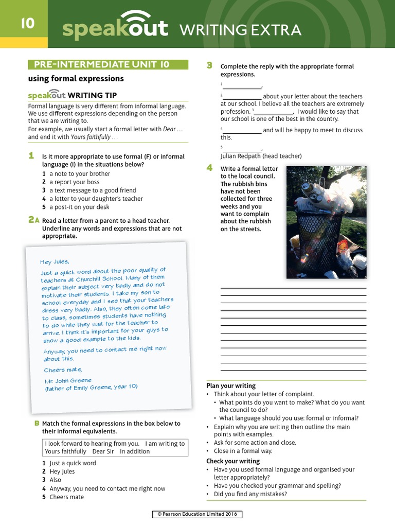 Speakout Writing Extra Pre-Intermediate Unit 10 | Download Free PDF | Linguistics | Communication