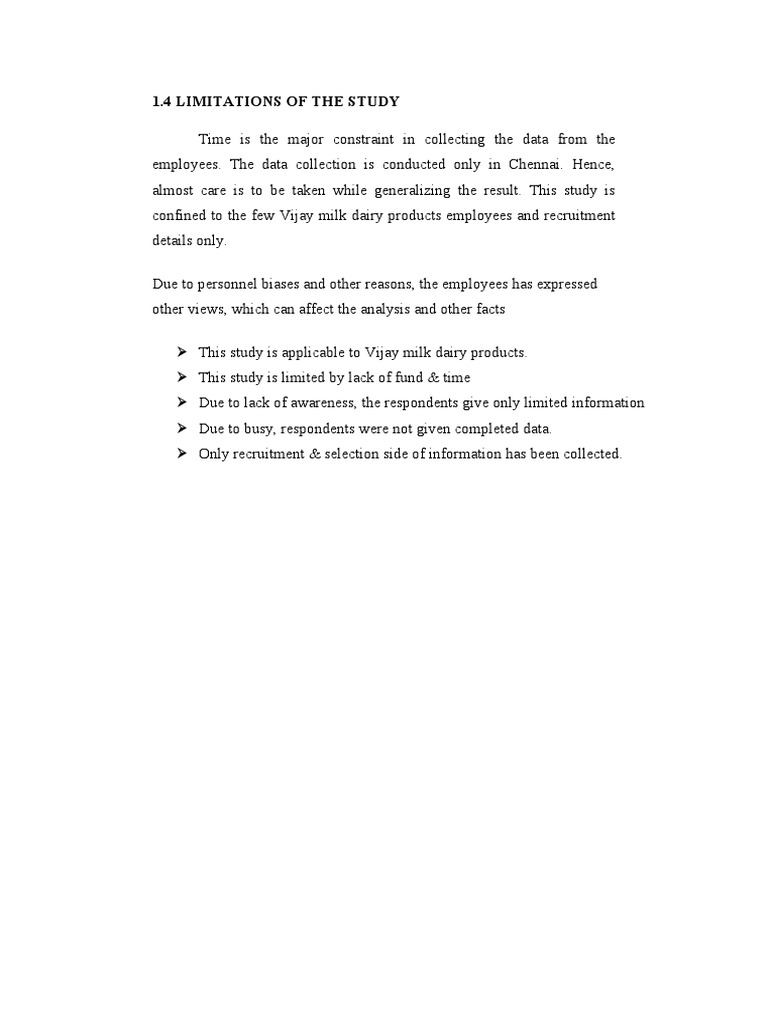Limitations of The Study | PDF