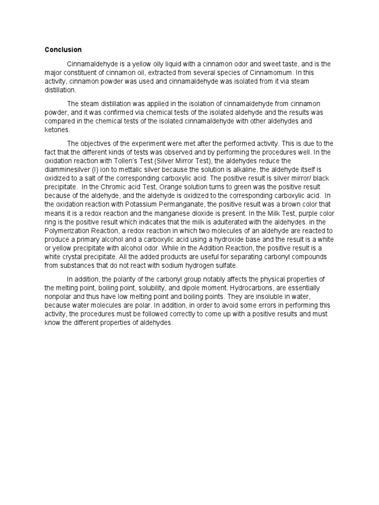 Conclusion Org Chem | PDF | Aldehyde | Chemical Reactions
