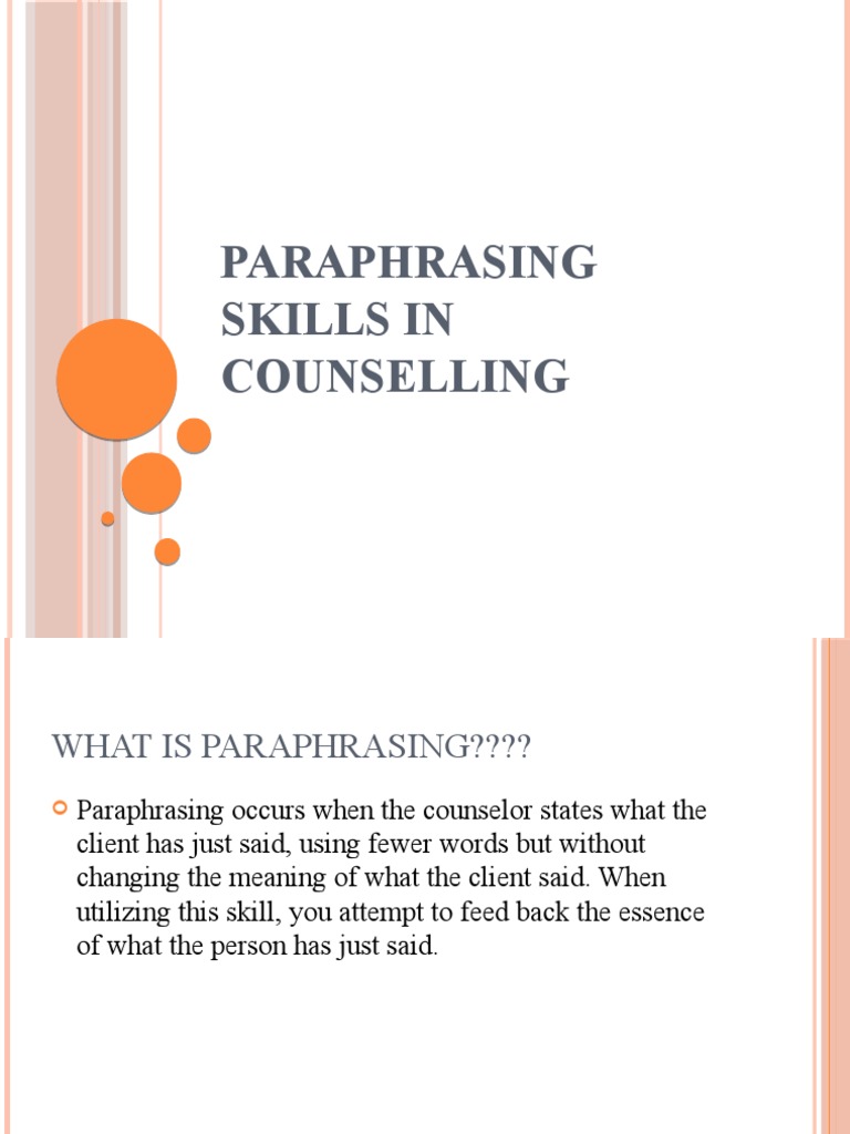 Paraphrasing Skills in Counselling | PDF | Psychotherapy | Body Language