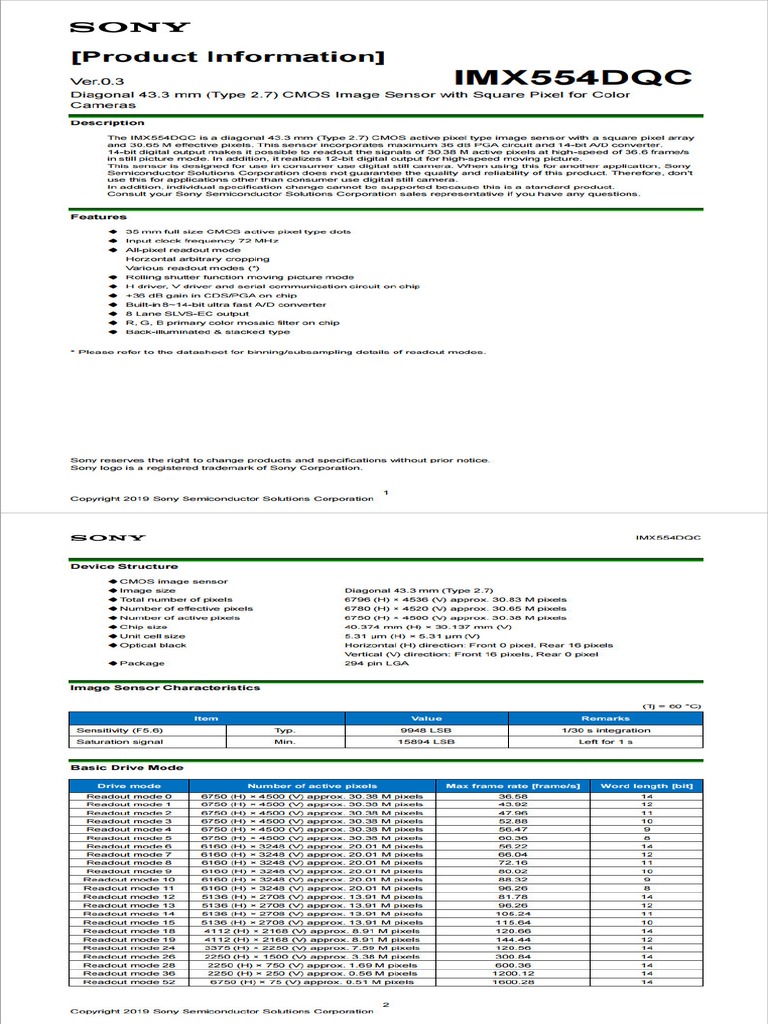 Sony A7IV Sensor Specs | PDF