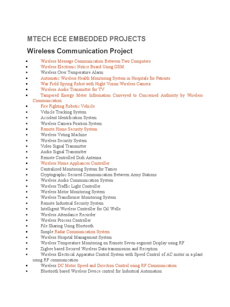 MTECH Wireless Communication Project PROJECTS | PDF | Wireless | Security Alarm