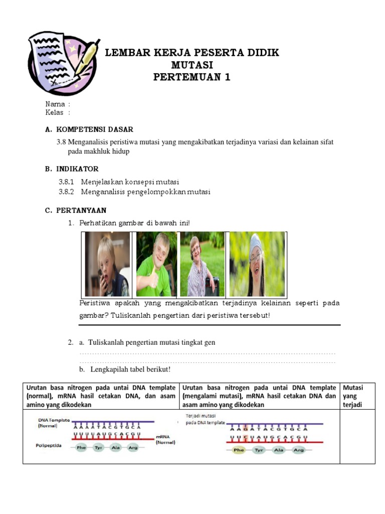 LKPD Mutasi Pertemuan 1 | PDF