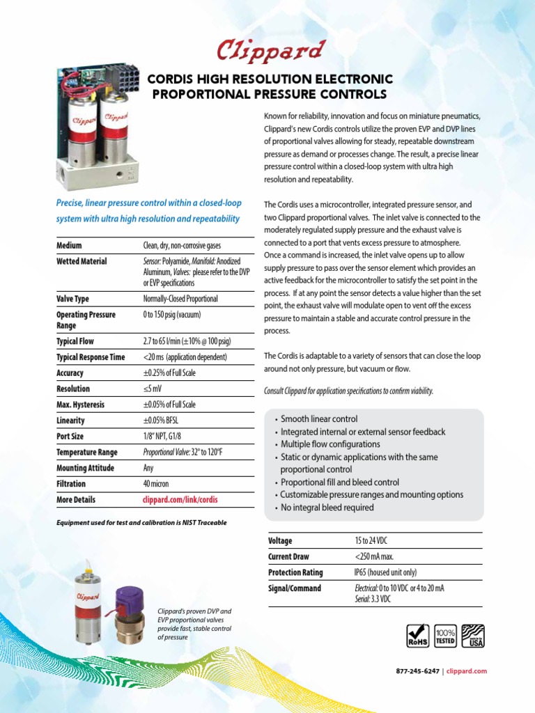Clippard Cordis Pressure Controls | PDF | Valve | Feedback