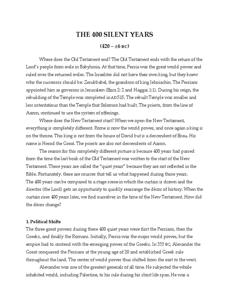 The 400 Silent Years: 1. Political Shifts | PDF | Samaria | Pharisees