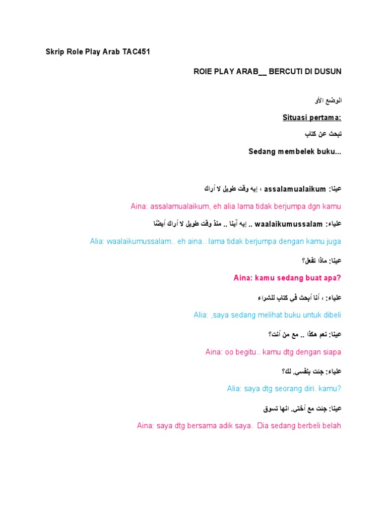 Skrip Role Play Arab TAC451 | PDF