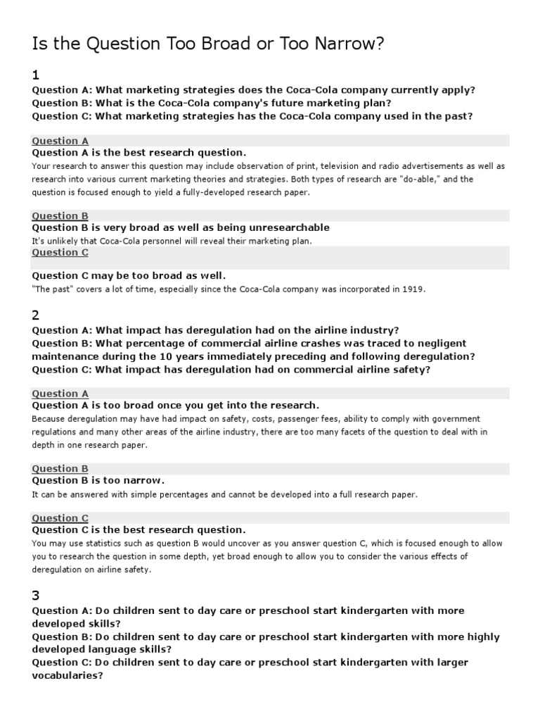 Is The Question Too Broad or Too Narrow? | PDF | Alcoholism | Question