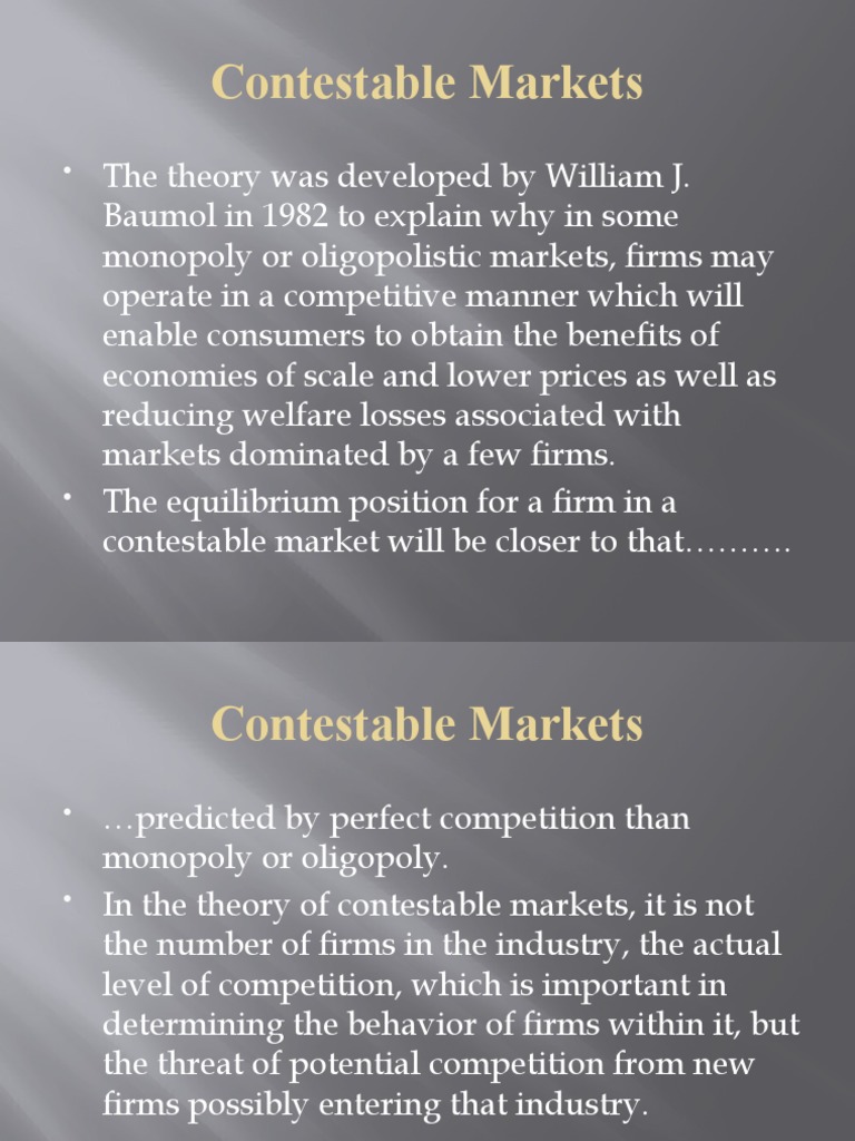 Contestable Markets | PDF | Oligopoly | Profit (Economics)