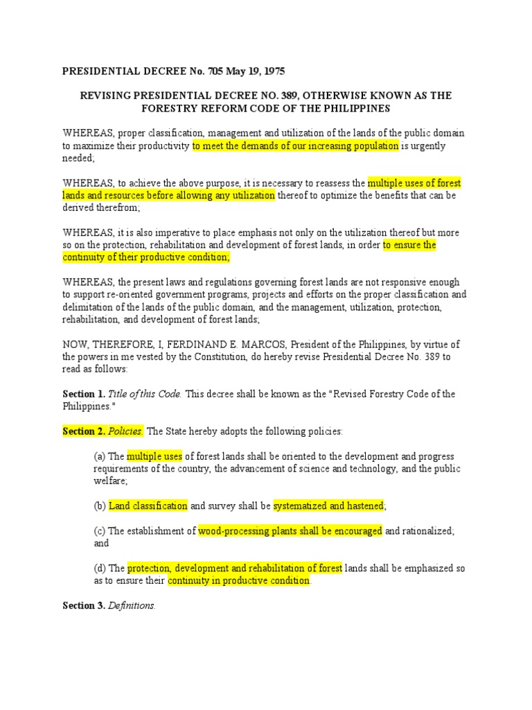 Revised Forestry Code, PD 705 | PDF | License | Forestry