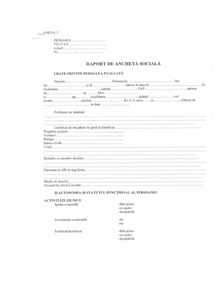 Raport Ancheta Sociala | PDF