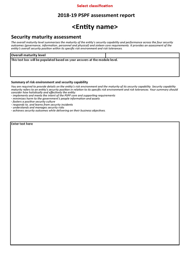 PSPF Maturity Assessment Template and Calculator 0 | PDF | Classified ...