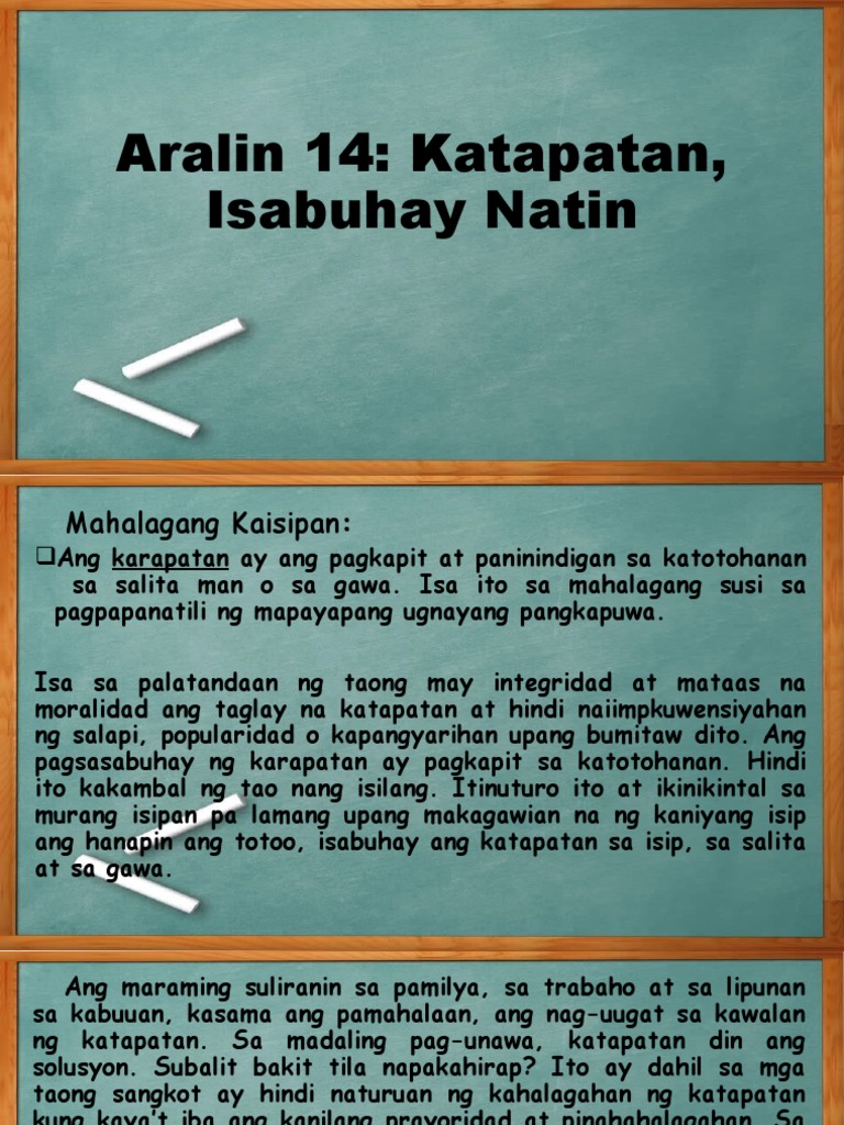 EsP 8 Aralin 14 (Katapatan, Isabuhay Natin) Edited | PDF