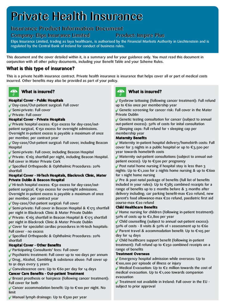 Insurance Product Information Document (IPID) | PDF | Patient | Hospital