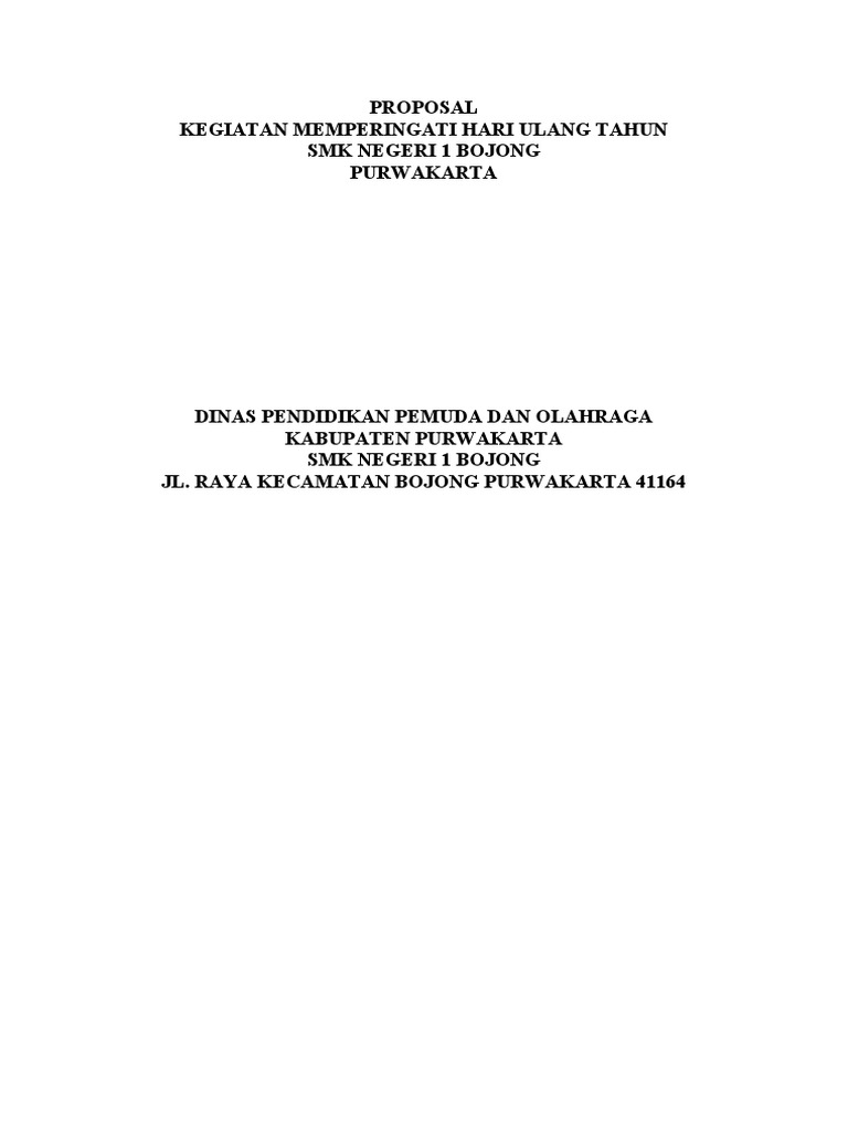 Contoh Contoh Proposal Kegiatan Di Sekolah | PDF