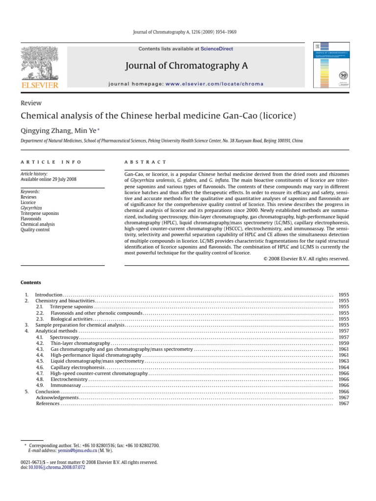 Journal of Chromatography A: Chemical Analysis of The Chinese Herbal ...