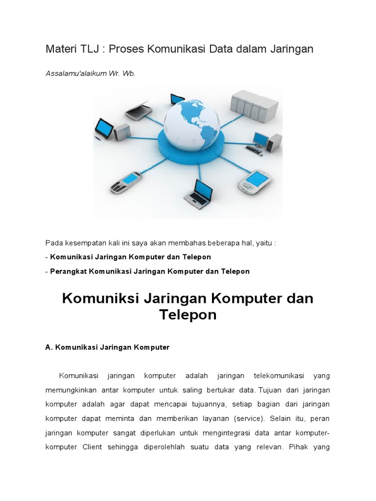 Materi TLJ Bab 2 Proses Komunikasi Data Dan Suara Dalam Jaringan | PDF