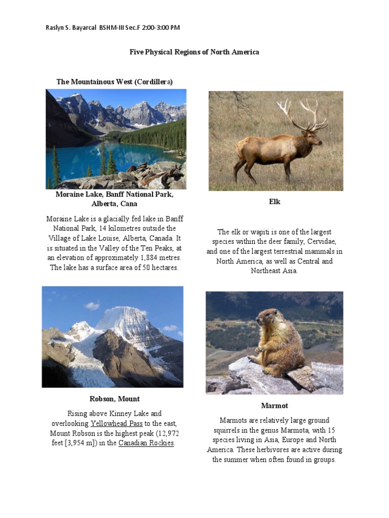 Five Physical Regions of North America | PDF | Elk | Nature