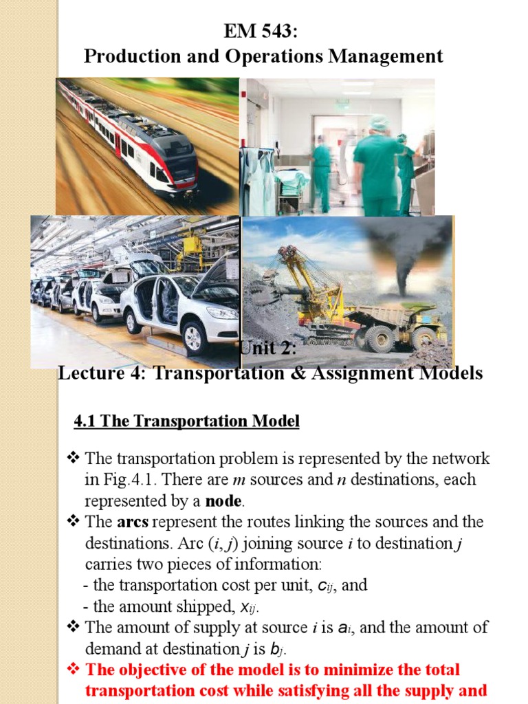 Unit 2 Lecture 4 Transportation & Assignment Models | PDF | Linear Programming | Mathematical ...