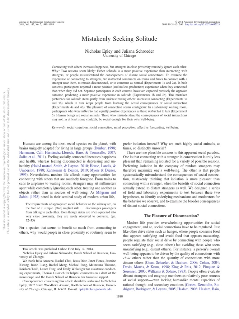 Mistakenly Seeking Solitude | PDF | Extraversion And Introversion ...