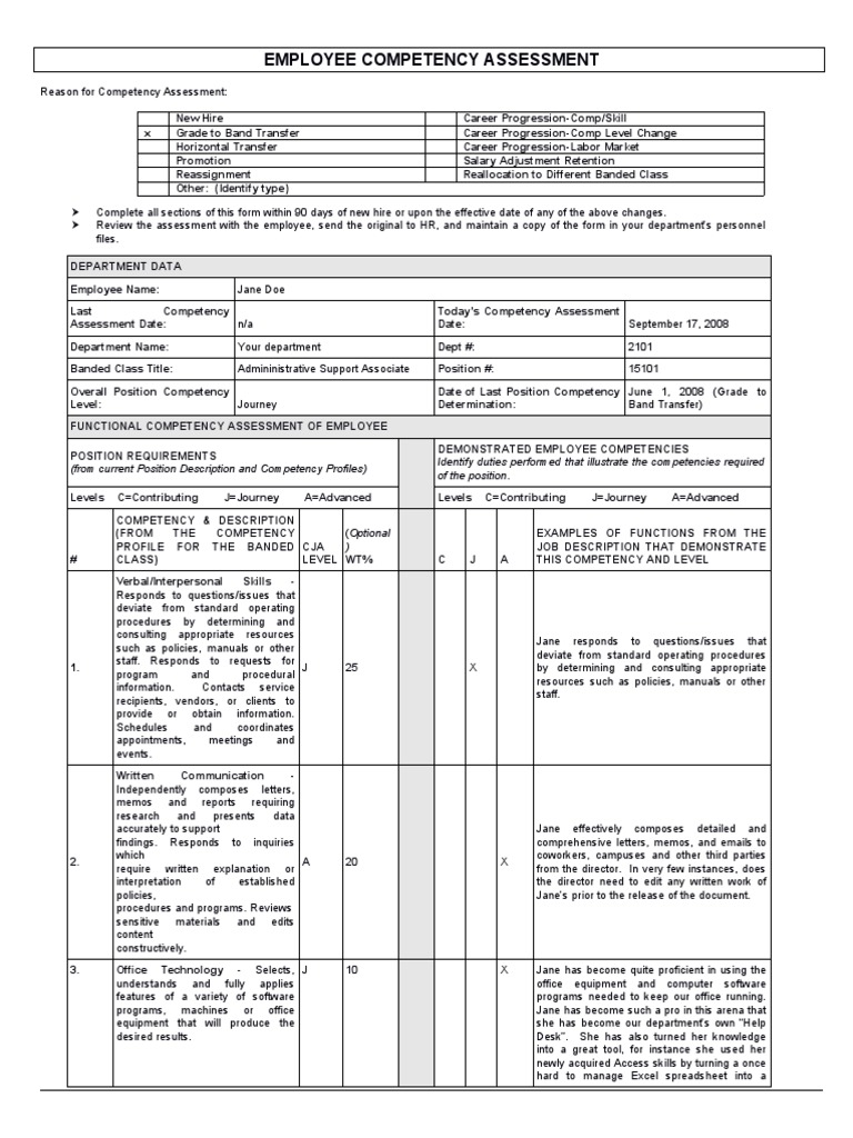 Competency Assessment Template | PDF | Competence (Human Resources ...