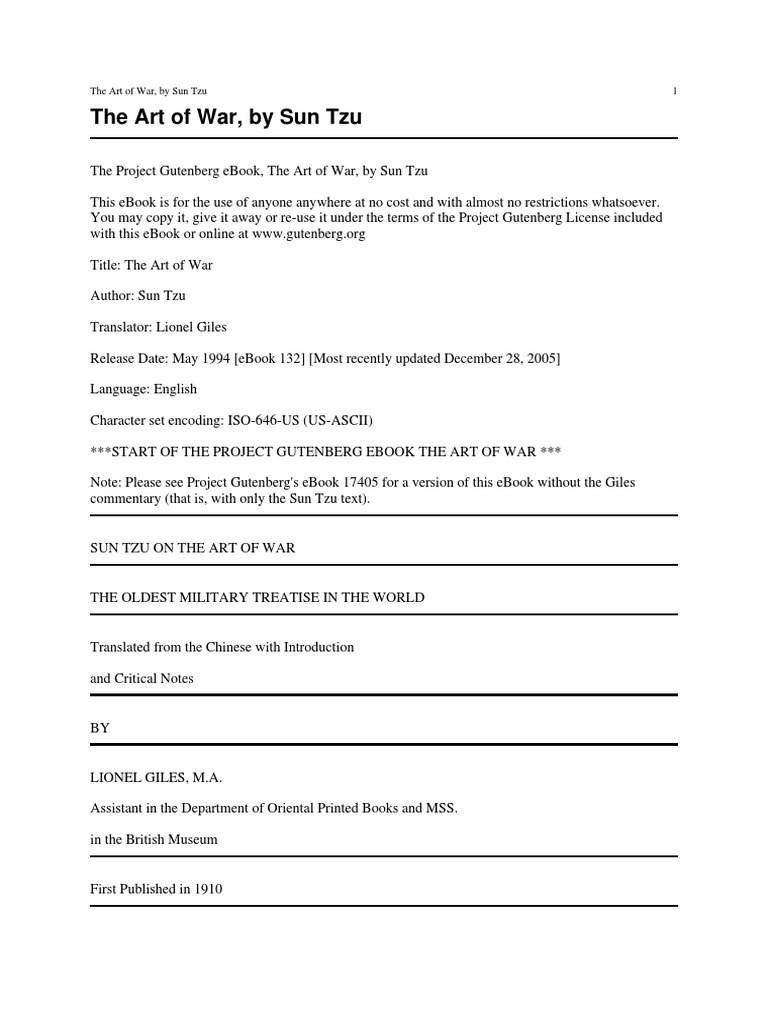 The Art of War | PDF | The Art Of War | Sun Tzu