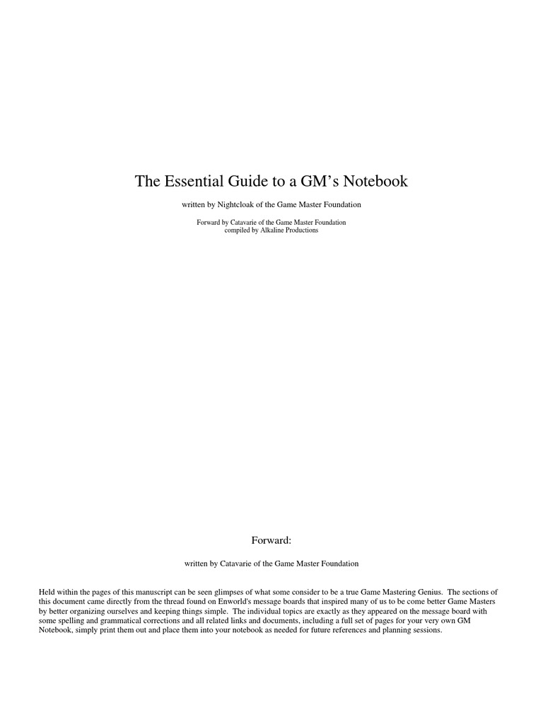GM Notebook Essentials Guide | PDF | Leisure