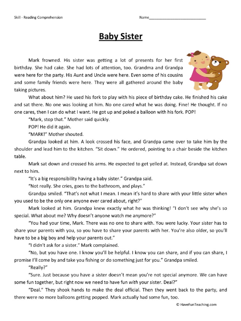 Baby Sister Second Grade Reading Comprehension | PDF | Games & Activities