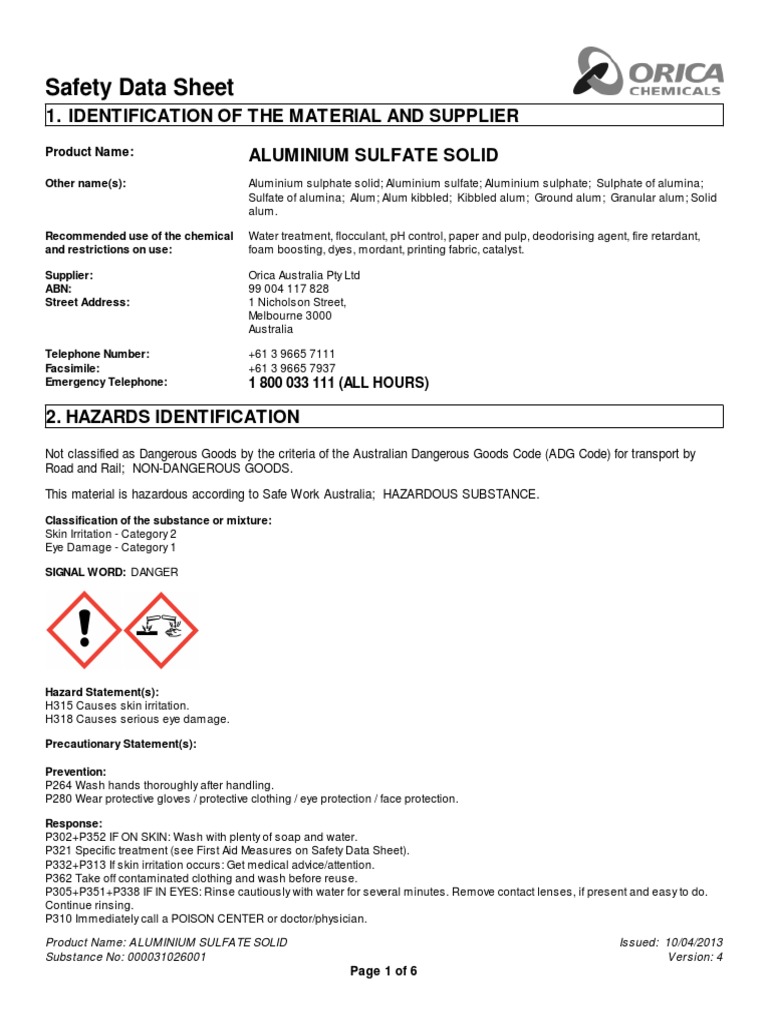 Safety Data Sheet: 1. Identification of The Material and Supplier ...