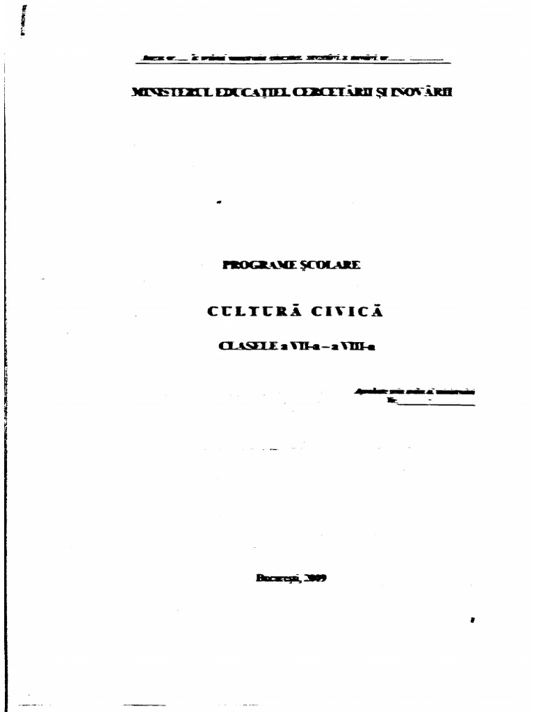Programa Scolara Cultura Civica | PDF