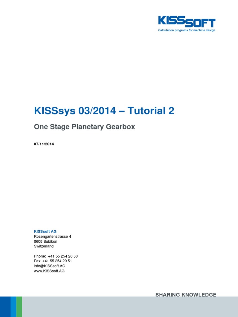 Kisssys Tutorial 2 Modeling A One Stage Planetary Gearbox | PDF | Gear ...