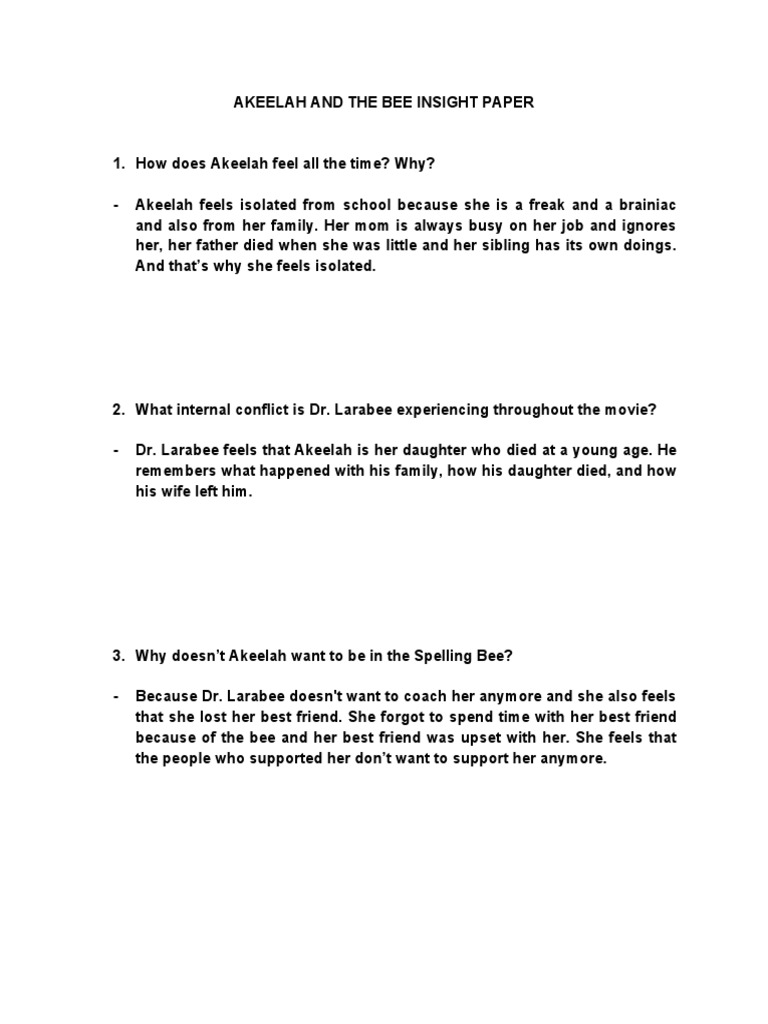 Akeelah and The Bee Insight Paper | PDF
