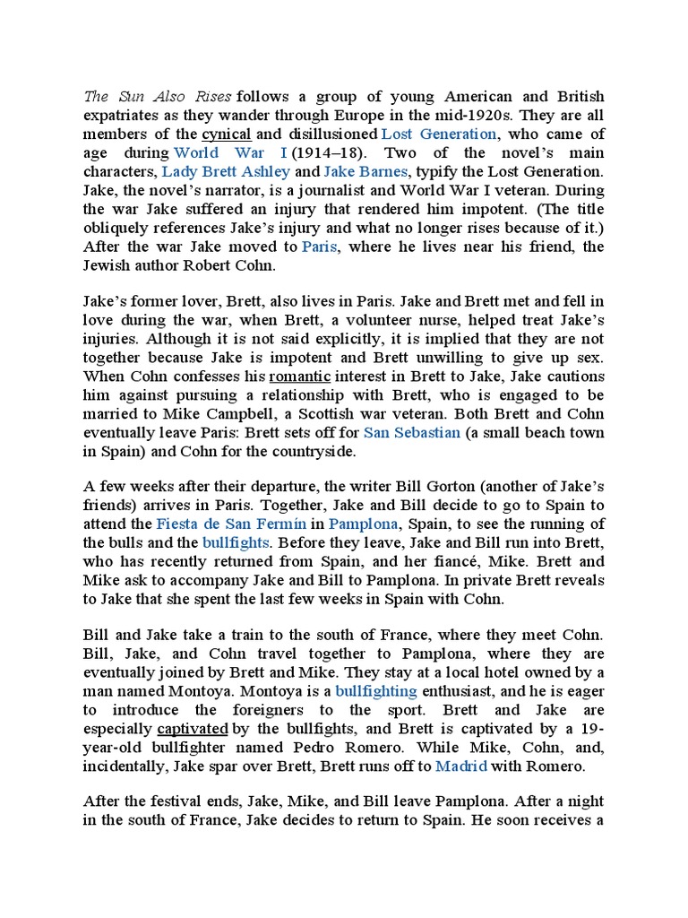 The Sun Also Rises | PDF | Bullfighting
