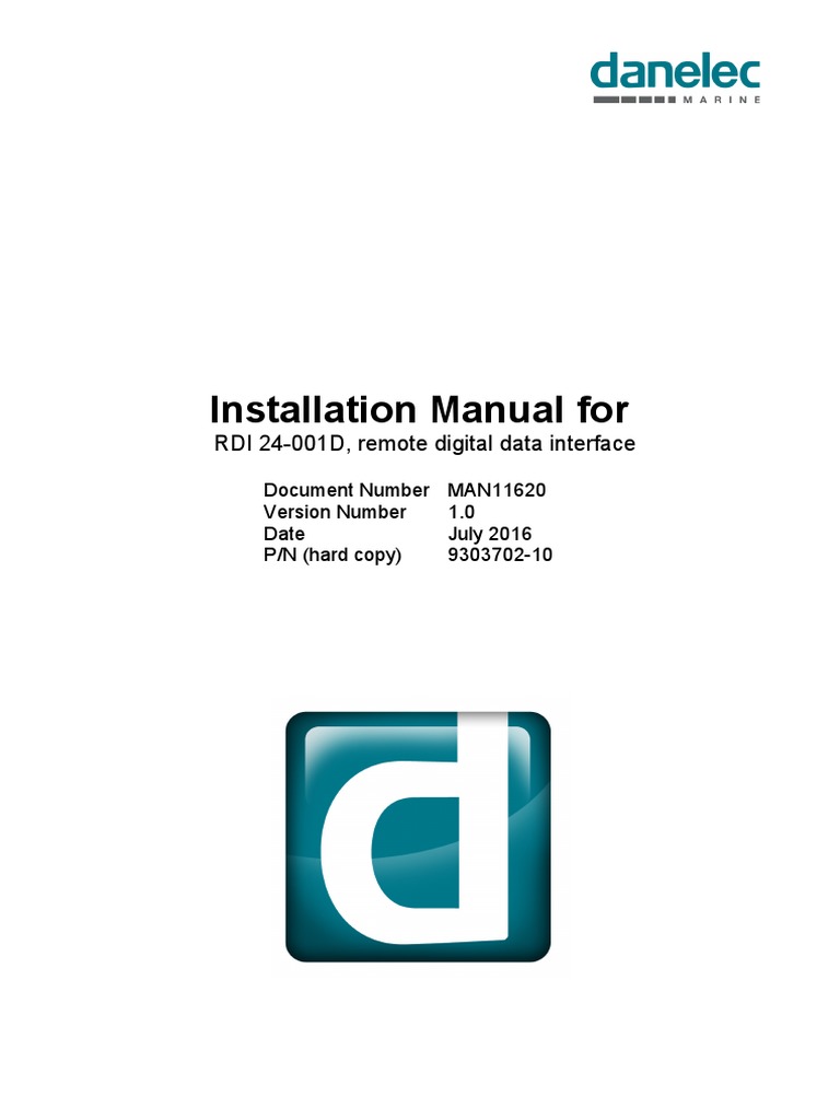 MAN11620-10 Installation Manual For RDI 24-001D Remote Digital Data ...