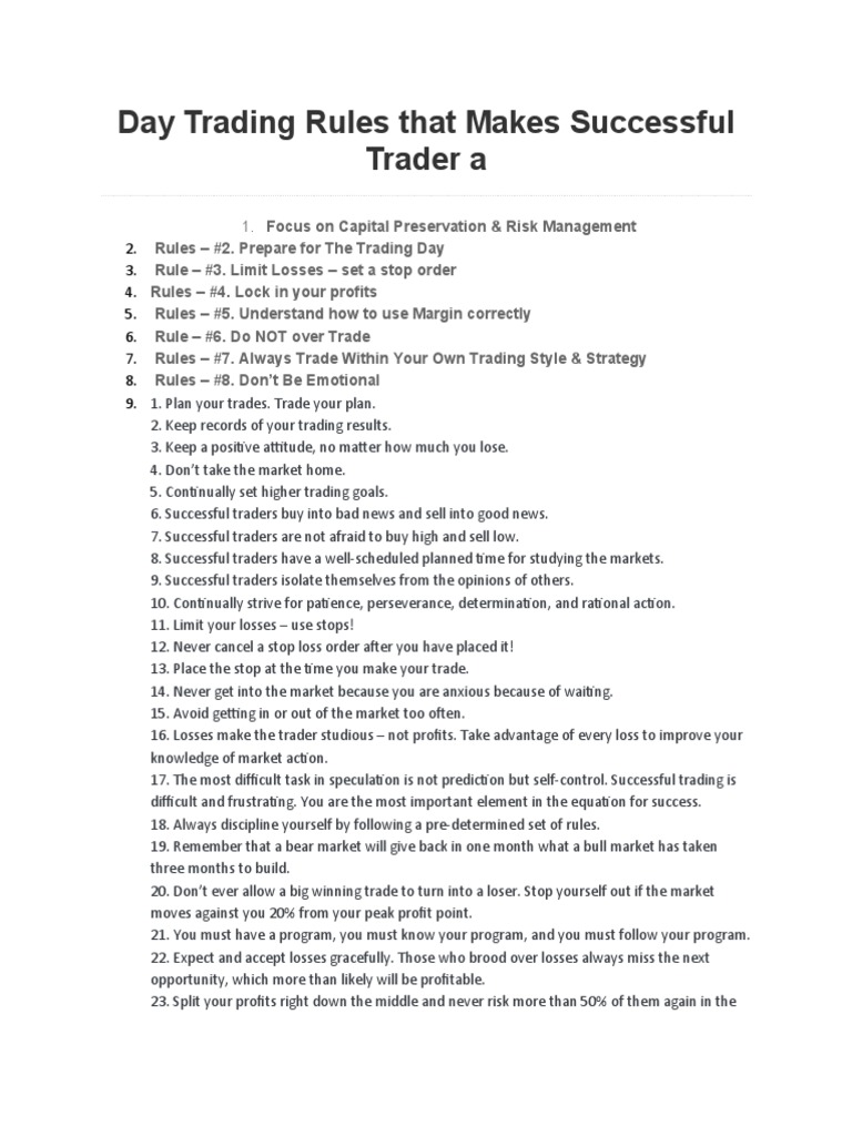 7 Day Trading Rules That Makes A Successful Trader | PDF | Day Trading | Order (Exchange)