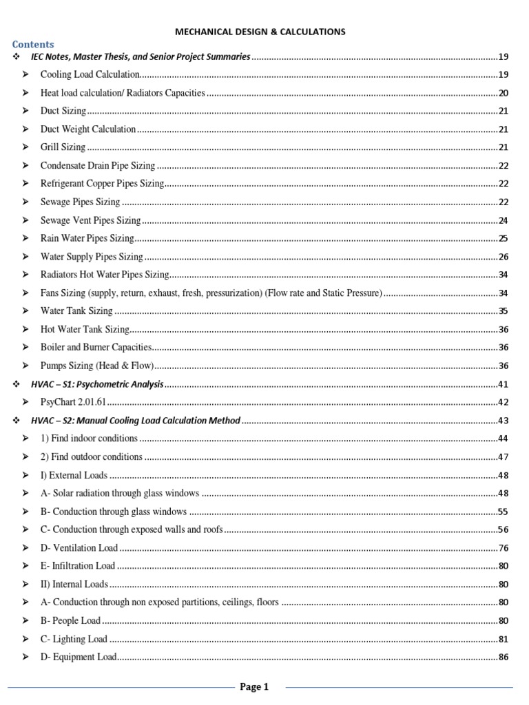 Mechanical Design Guide and Calculations | PDF | Water Heating | Duct ...