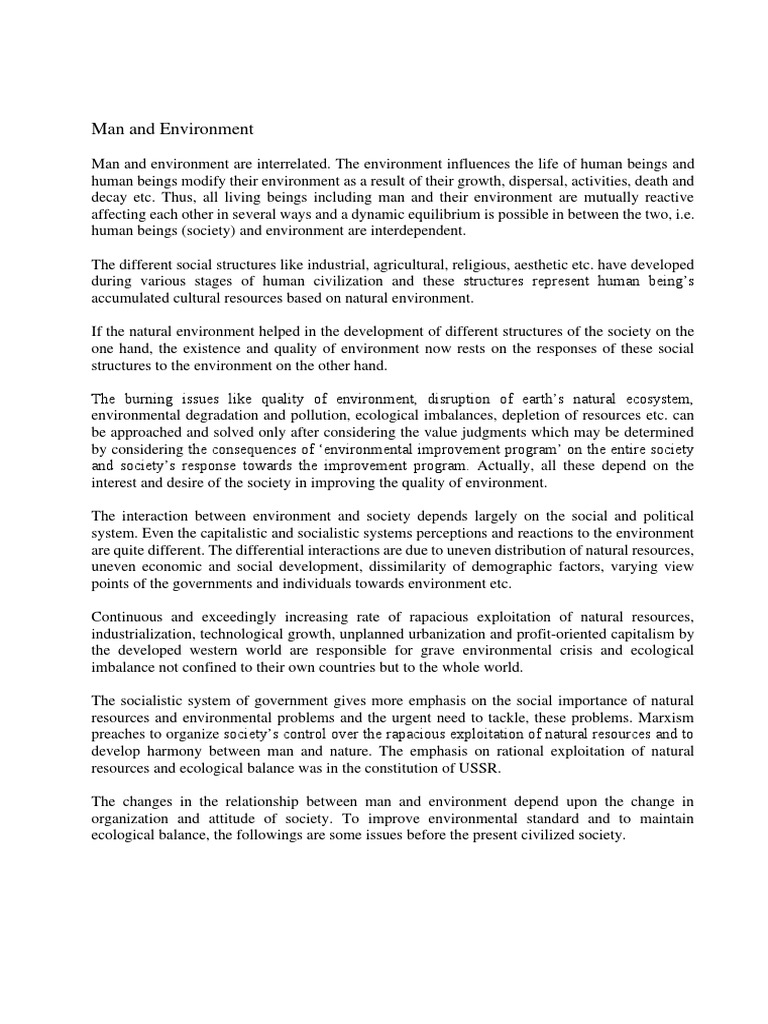 Lecture 7-Man and Environment | PDF | Resource | Natural Environment