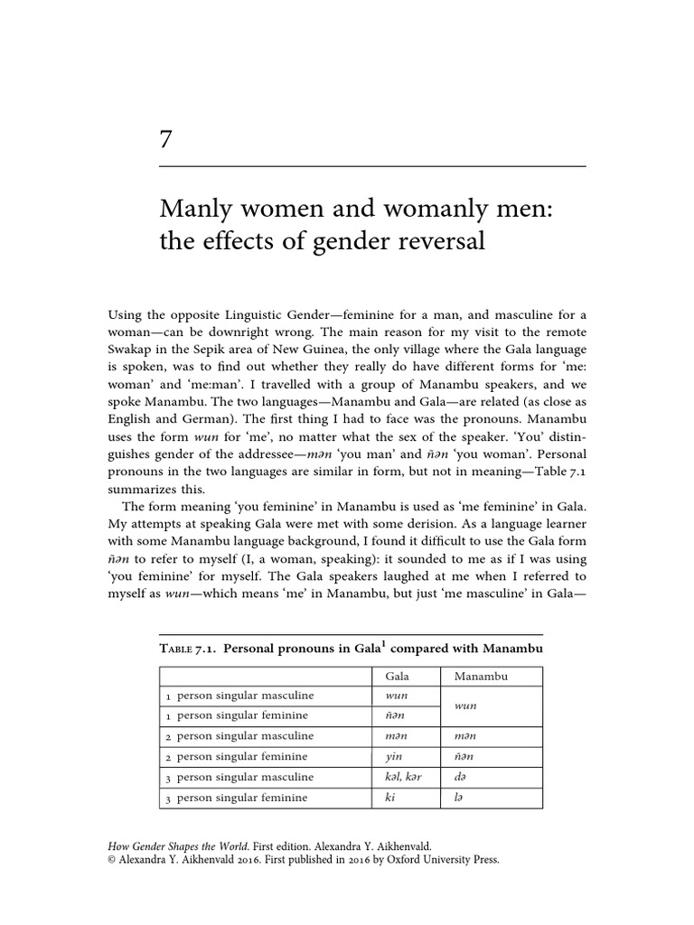 Manly Women and Womanly Men | PDF | Grammatical Gender | Gender