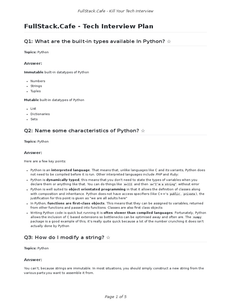 Fullstack - Cafe - Tech Interview Plan: Q1: What Are The Built-In Types Available in Python ...