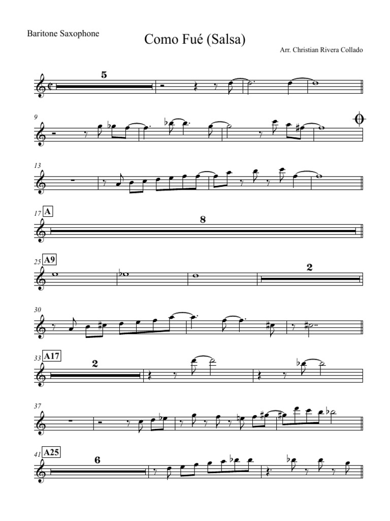Como Fue Salsa - Baritone Saxophone | PDF