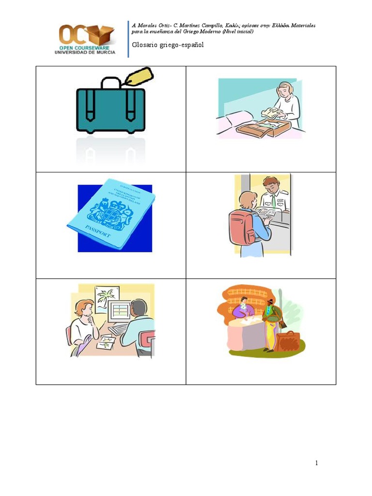 Fichas Vocabulario - Viajes y Turismo Imagenes | PDF