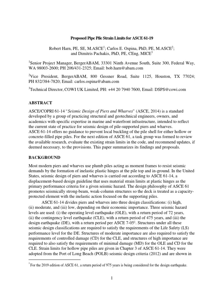 ASCE-61-19 Update - Proposed Pipe Pile Strain Limits For ASCE-61-19 ...