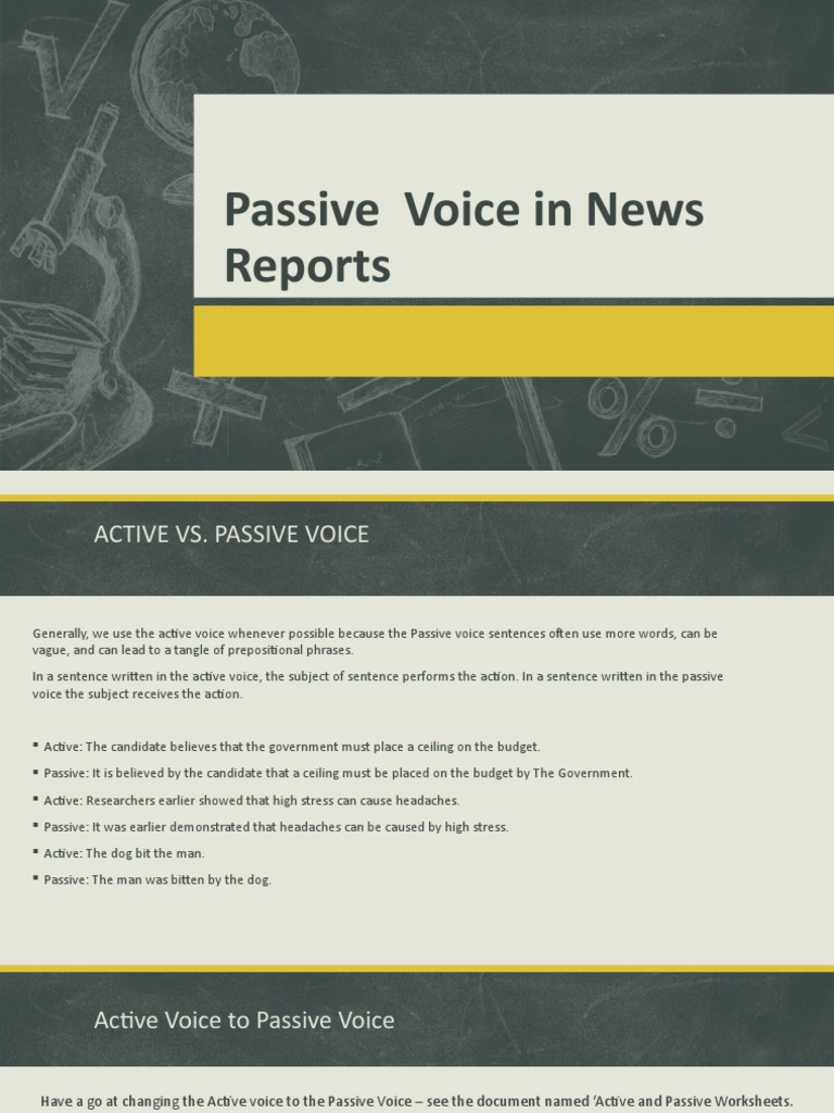 Passive Voice in News Reporting | PDF | Language Mechanics | Syntax