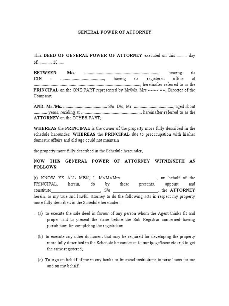 General Power of Attorney | PDF | Power Of Attorney | Deed