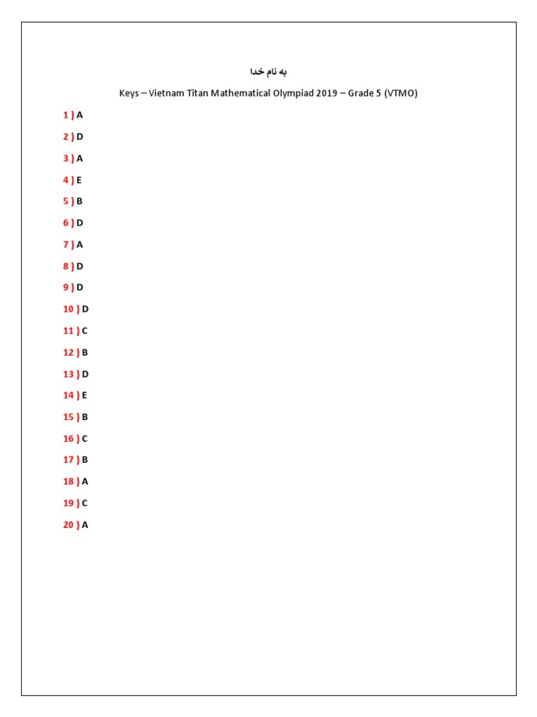 VTMO-Grade 5 - Keys | PDF | Teaching Methods & Materials