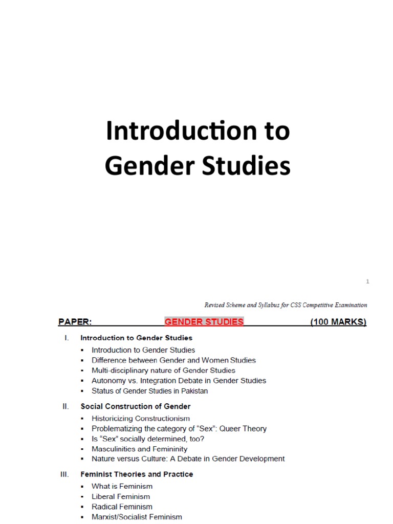 Introduction To Gender Studies | PDF | Gender Studies | Gender