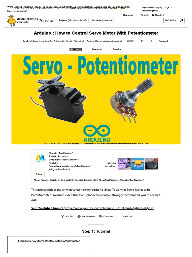 Arduino How To Control Servo Motor With Potentiometer 5 Steps With Pictures