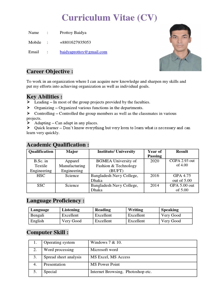 Career Objective for Bangladeshi CV | PDF | Bangladesh | Communication